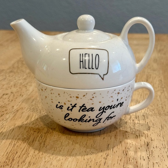 Coco & Lola | Kitchen | Coco Lola White Ceramic Teapot And Cup Set W ...
